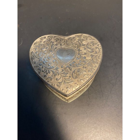 Accents | Vintage Godinger Silver Jewelry Box Heart Shaped Hinged Lid ...